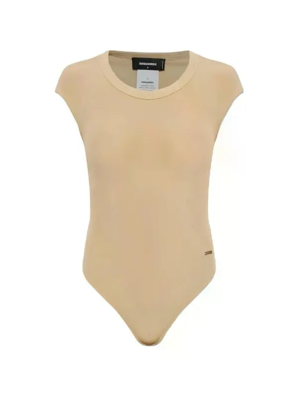 Dsquared2 Logo-appliqué Ribbed Bodysuit - Neutrals