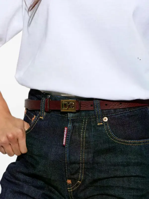 Dsquared2 Logo-plaque Pebbled Leather Belt