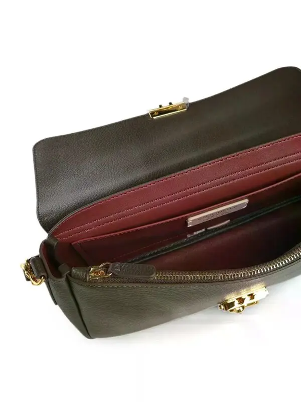 COCCINELLE Logo Clasp Leather Shoulder Bag - Green