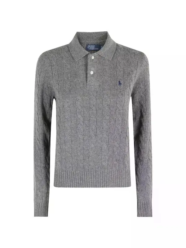 Polo Ralph Lauren Cable-knit Wool/cashmere Polo Jumper - Grey