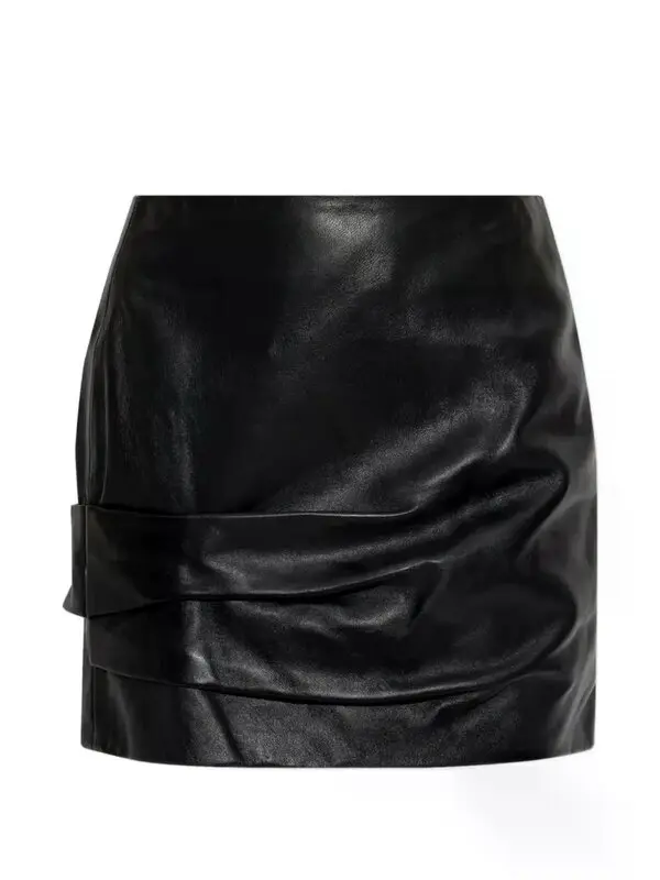 Isabel Marant Étoile Agnes Draped Leather Mini Skirt - Black