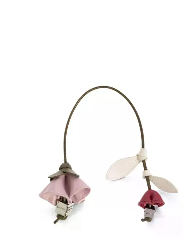 GANNI Floral-motif Bag Charm - Pink