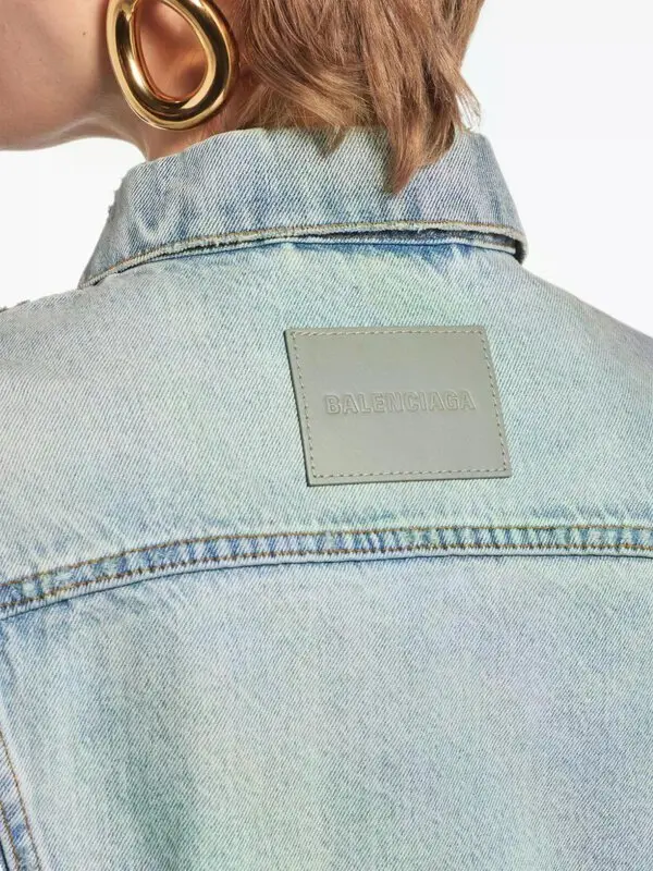 Balenciaga Cropped Distressed Denim Jacket