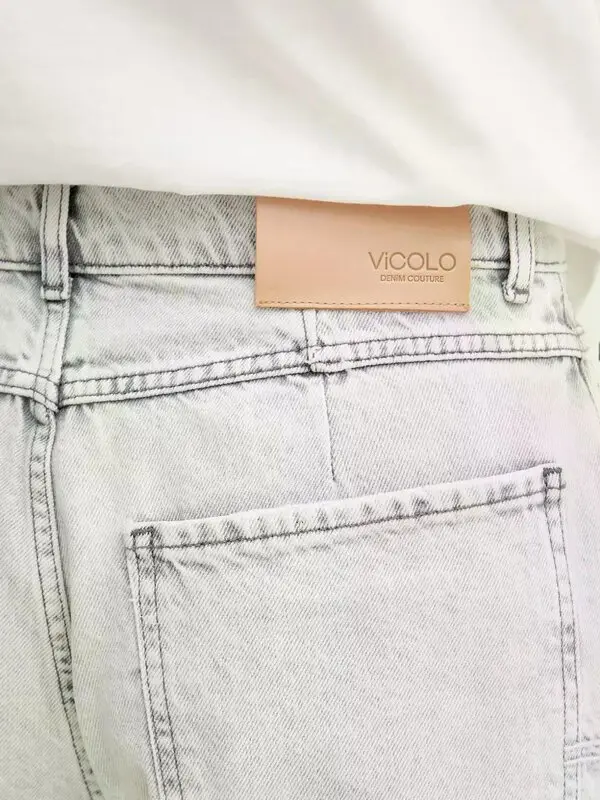 VICOLO Acid-wash Wide-leg Jeans