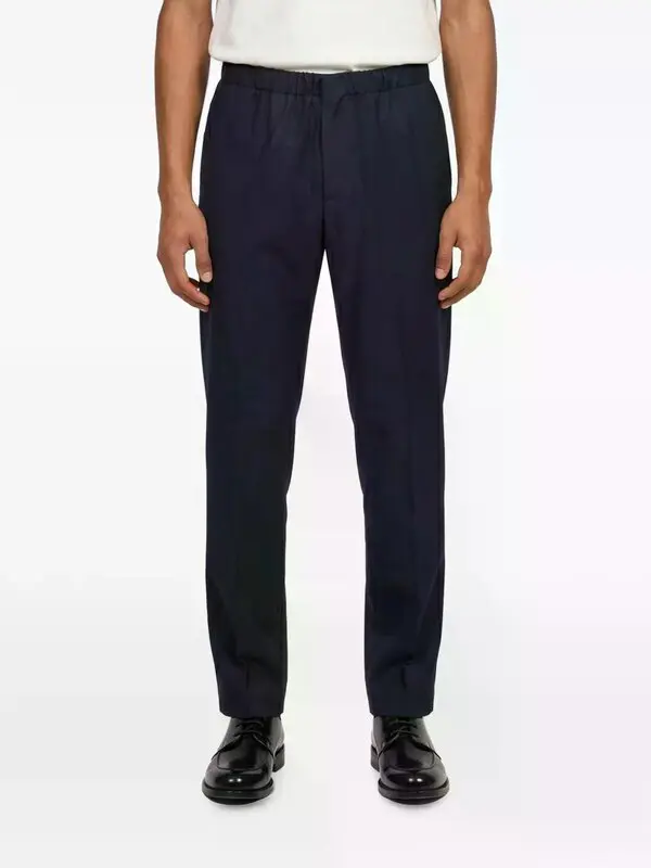 LARDINI Elasticated-waistboard Pressed-crease Trousers - Blue