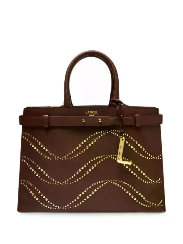 LANCEL Faubourg Stud-embellished Leather Tote Bag - Brown