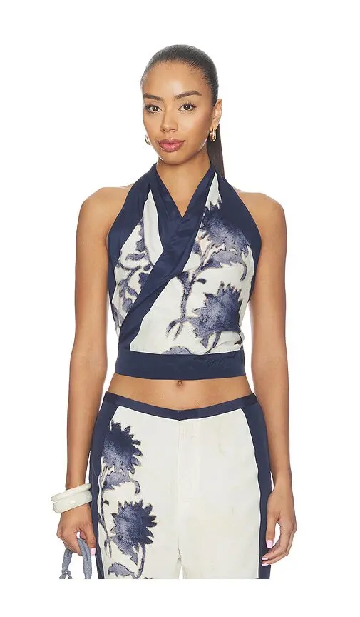 SIR. Phillipa Halter Scarf Top In . Also - Navy