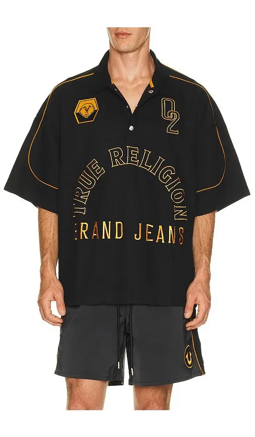 True Religion Multi Logo Oversized Polo In . Also