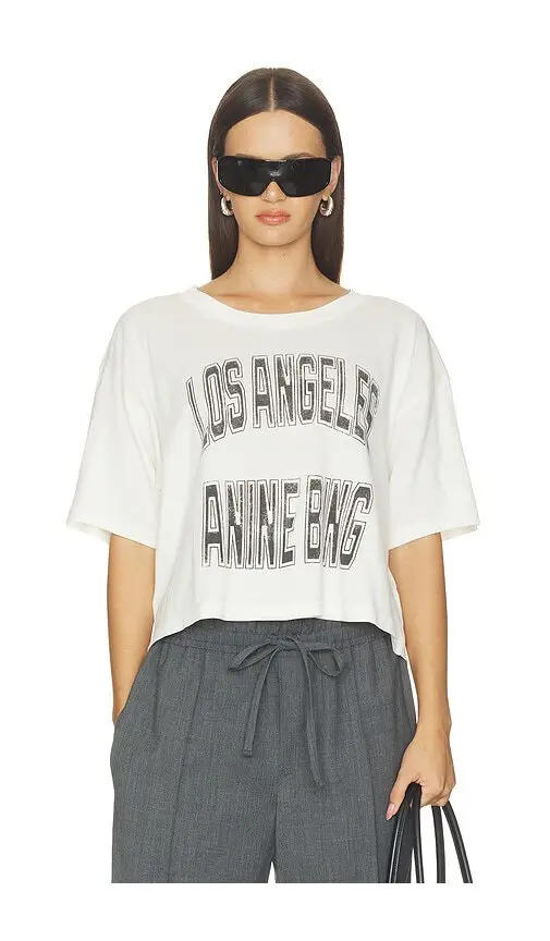 ANINE BING Johnny Cropped Tee In . Also - Cream