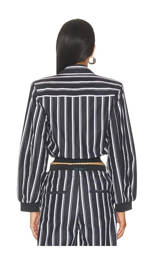 Attico Striped Poplin Shirt - Navy
