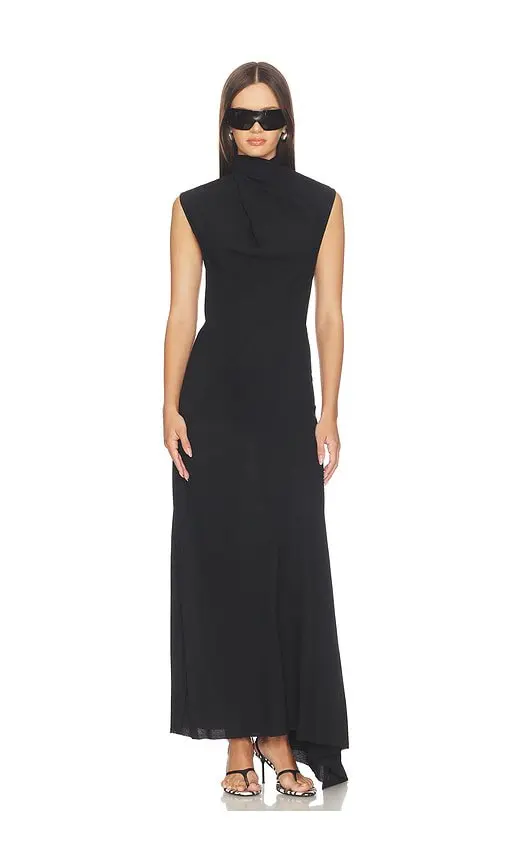 Attico Turtleneck Midi Dress In . Also - Black