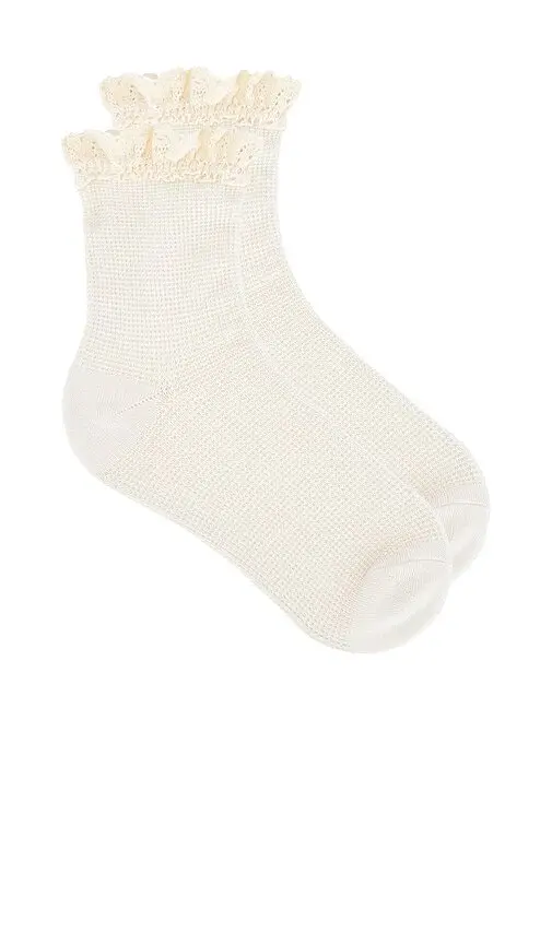 Free People Beloved Waffle Knit Ankle - Ivory