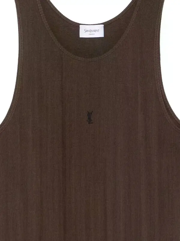 Saint Laurent Ribbed Knit Tank Top - Brown