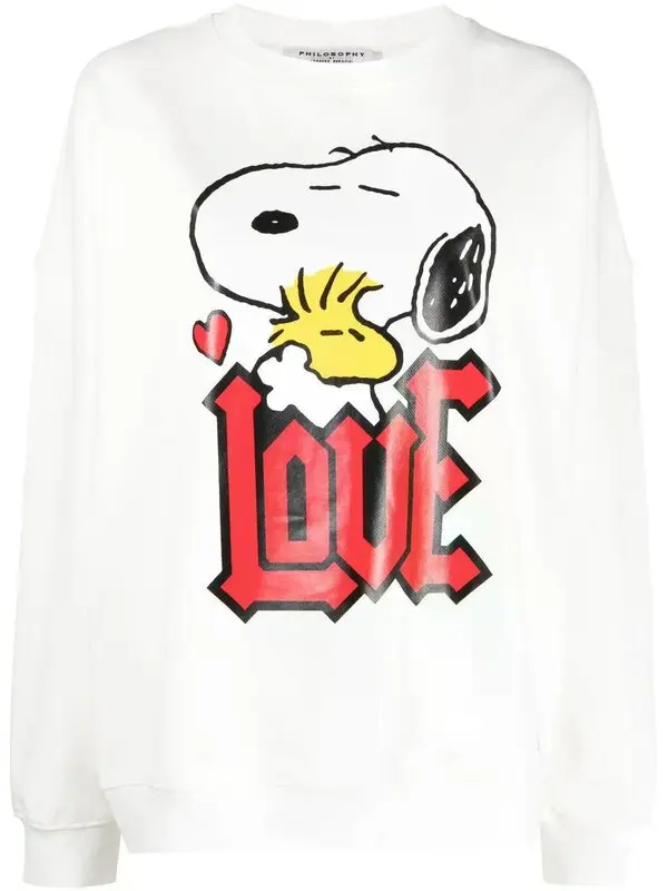 Philosophy Di Lorenzo Serafini Snoopy Love Cotton Sweatshirt - White