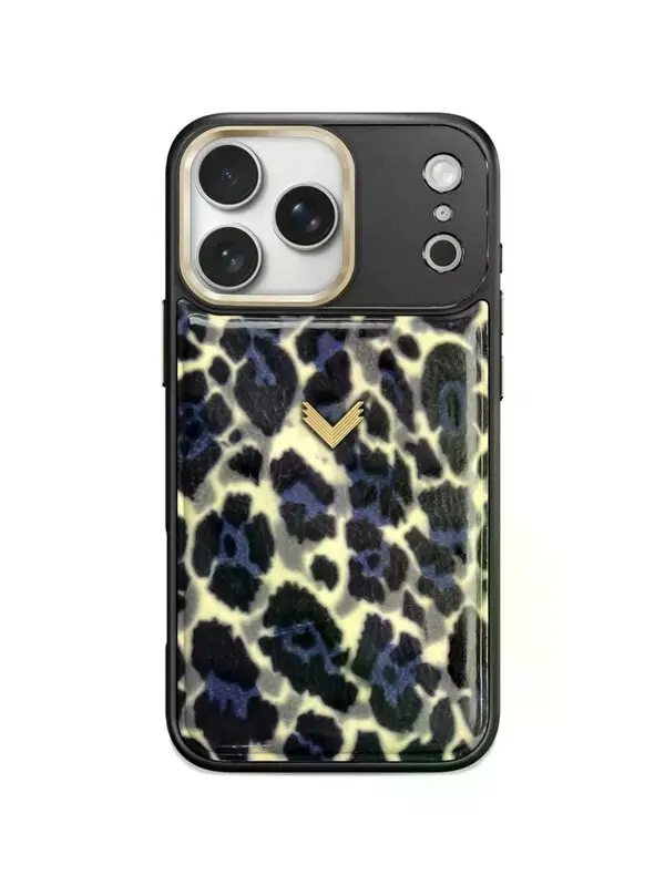 VELANTE Leopard-print Leather Iphone 17 Pro Phone Case
