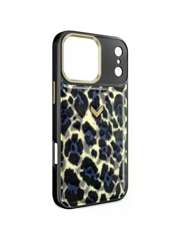 VELANTE Leopard-print Leather Iphone 17 Pro Phone Case