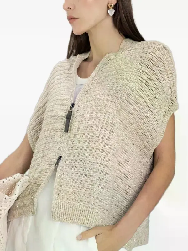 Brunello Cucinelli Sequin-embellished Open-knit Cardigan