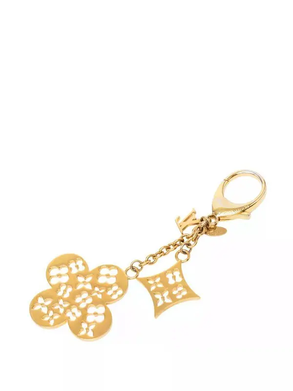 LOUIS VUITTON 2014 Plated Monogram Ivy Flower Bag Charm Key Holder - Gold