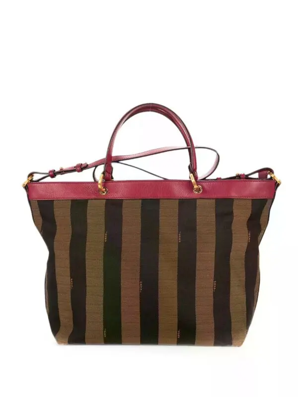 Fendi Medium Pequin Striped Tote Bag - Brown
