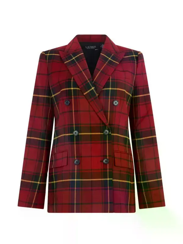 Ralph Lauren Plaid Double-breasted Blazer - Red