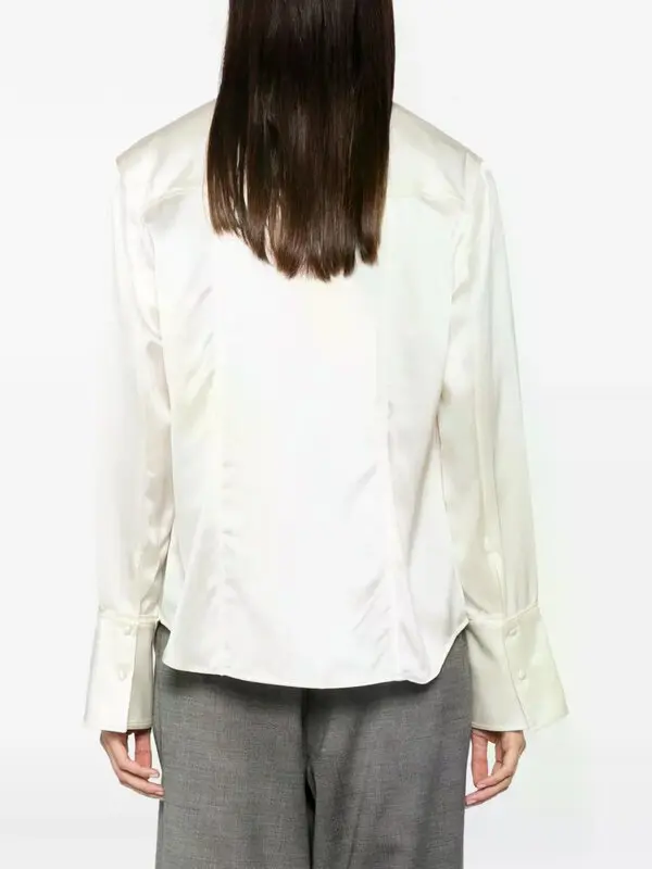 GANNI Satin-finish Flap-pocket Shirt
