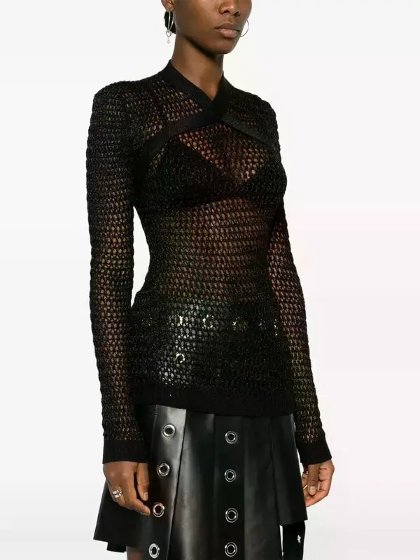 Off-White Metallic-threading Open-knit Jumper