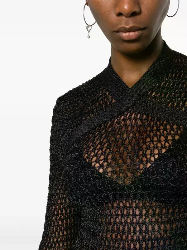 Off-White Metallic-threading Open-knit Jumper