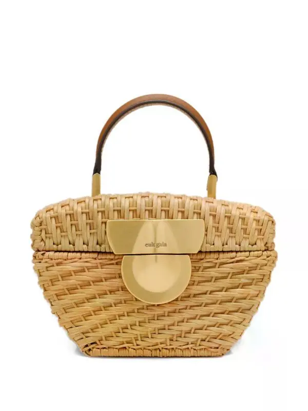 Cult Gaia Woven Tote Bag With Push-lock Fastening - Neutrals