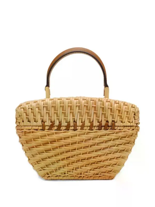 Cult Gaia Woven Tote Bag With Push-lock Fastening - Neutrals