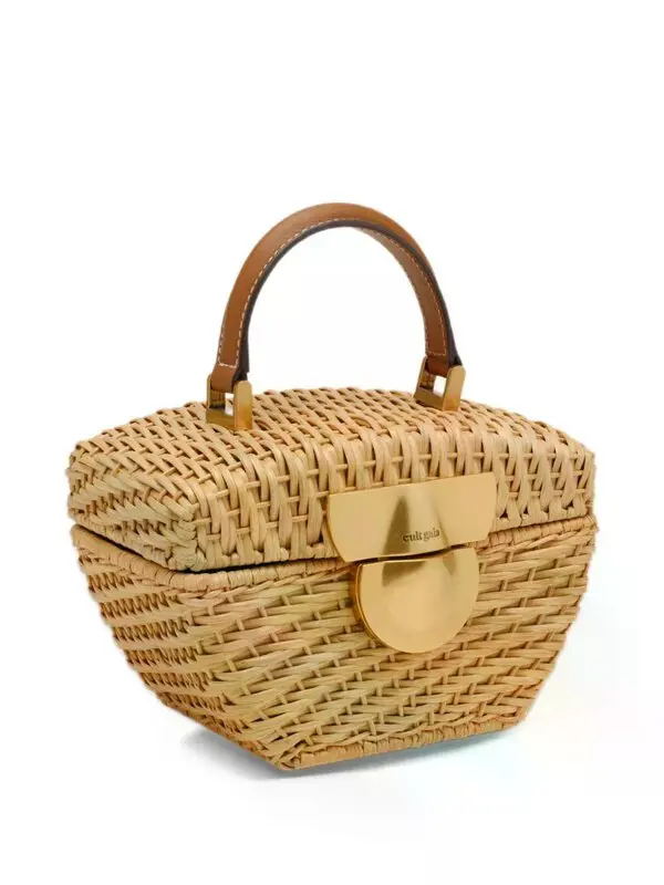 Cult Gaia Woven Tote Bag With Push-lock Fastening - Neutrals