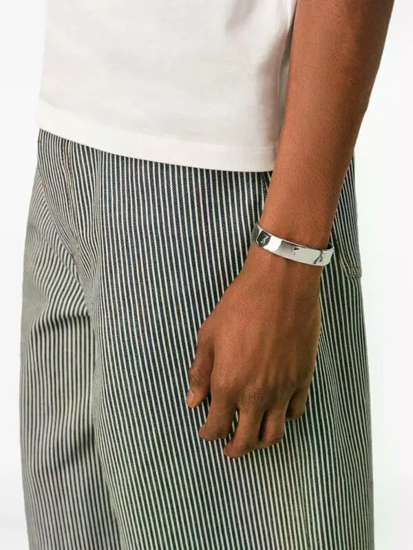 AMI Paris Brass Bracelet With Hammered De Coeur - Silver