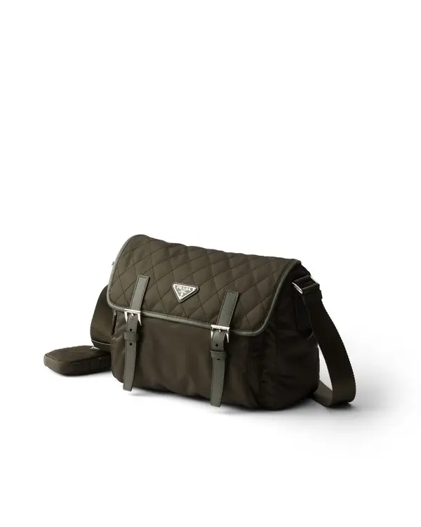 Prada Quilted Re-nylon Large Shoulder Bag With Saffiano Trim