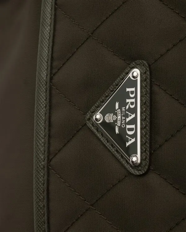 Prada Quilted Re-nylon Large Shoulder Bag With Saffiano Trim