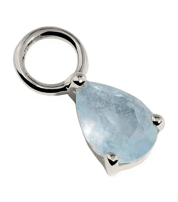 ASTRID & MIYU White Gold And Aquamarine March Birthstone Charm - Silver