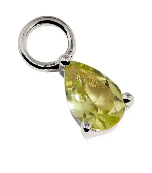 ASTRID & MIYU White Gold And Emerald May Birthstone Earring Charm - Silver