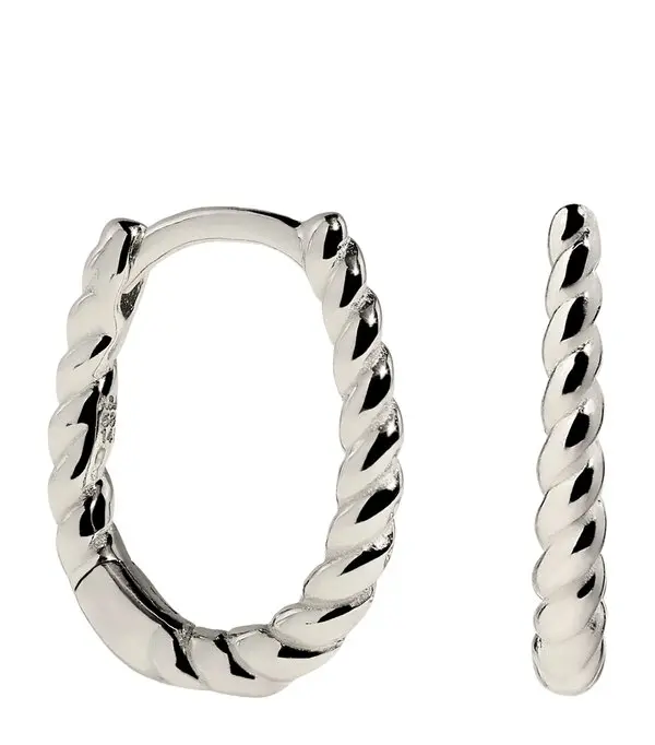 ASTRID & MIYU White Gold Rope Huggies - Silver