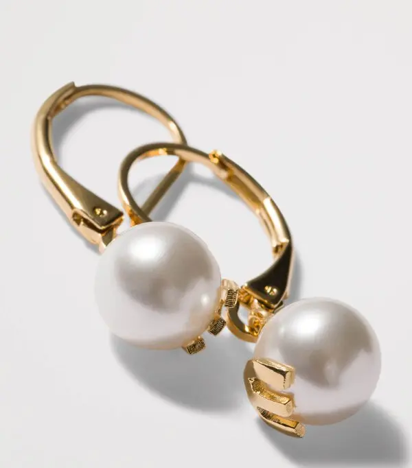 Miu Miu Faux Pearl Logo Earrings