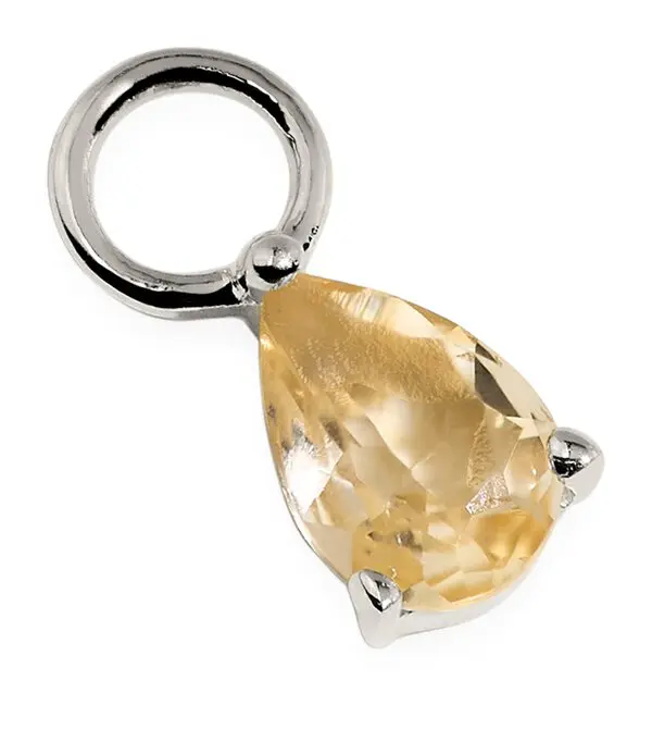 ASTRID & MIYU White Gold And Citrine Birthstone Earring Charm - Silver
