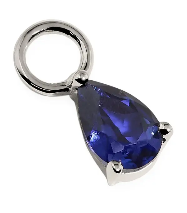 ASTRID & MIYU White Gold And Sapphire Birthstone Earring Charm - Silver