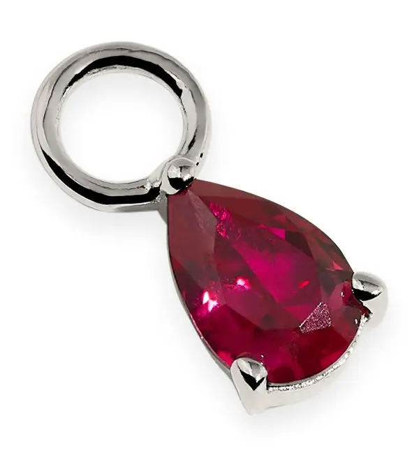 ASTRID & MIYU White Gold And Ruby Birthstone Earring Charm - Silver