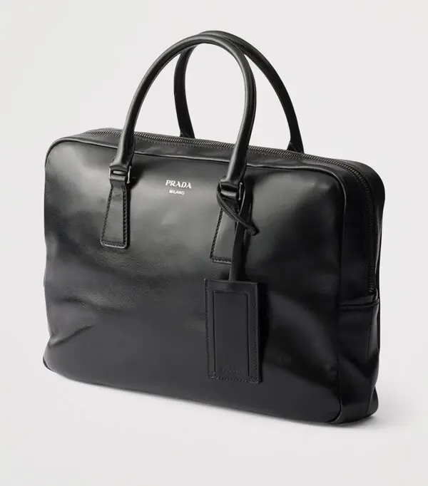 Prada Leather Logo Briefcase