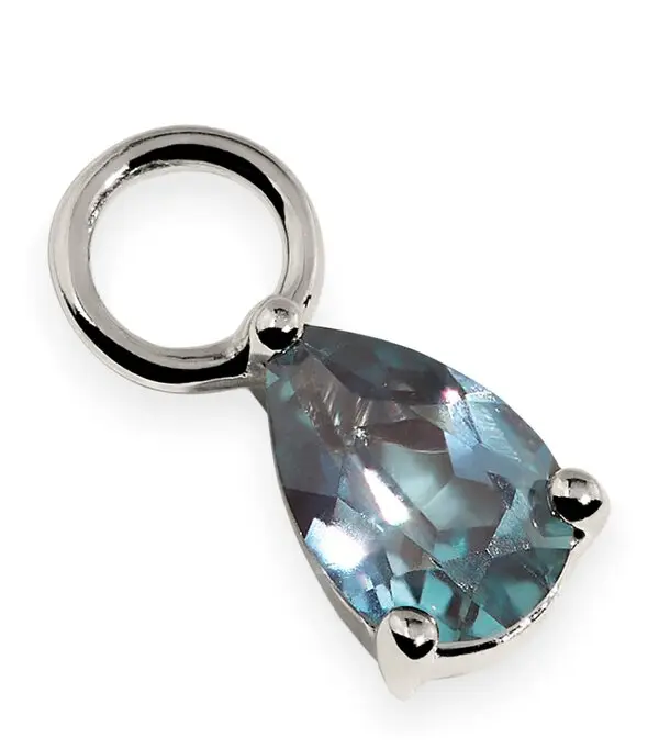ASTRID & MIYU White Gold And Alexandrite Birthstone Earring Charm - Silver
