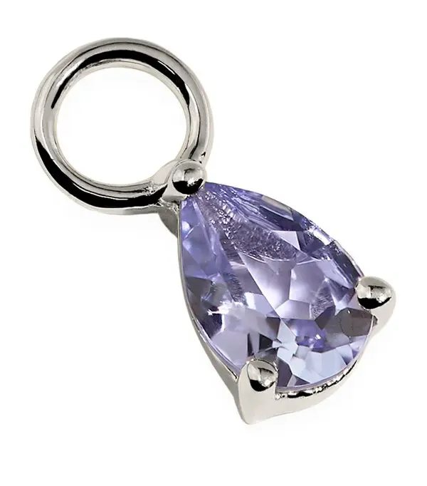ASTRID & MIYU White Gold And Tanzanite Birthstone Earring Charm - Silver