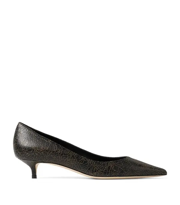 JIMMY CHOO Amelia 35 Crackled Leather Pumps - Black