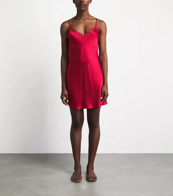 Simone Perele Silk-blend Love Me Slip Dress - Red