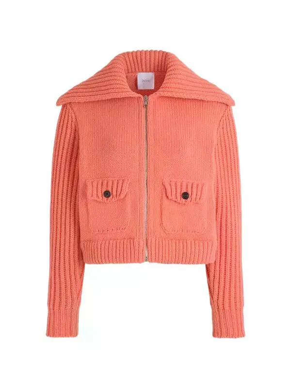 PATOU Ribbed-knit Zipped Sweater - Orange