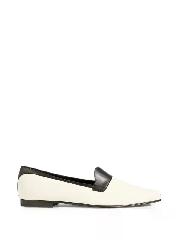 Khaite Leather-trimmed Canvas Loafers - Neutrals