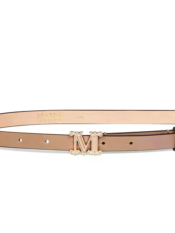 Max Mara Leather Monogram Belt Mud - Neutrals