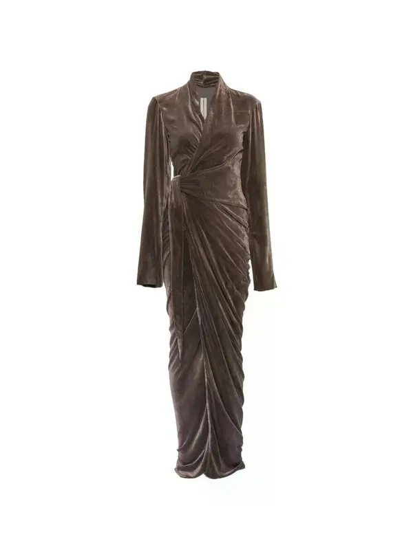 Rick Owens Draped Wrap Maxi Dress - Grey