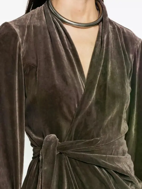 Rick Owens Draped Velvet Maxi Dress - Grey